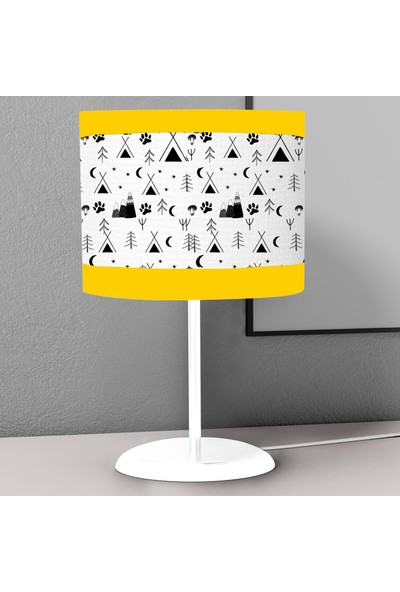 İnstababyrooms Vahşi Doğa Çadır Desenli Çocuk Odası Dijital Baskılı Çocuk Odası Masaüstü Abajur Avize