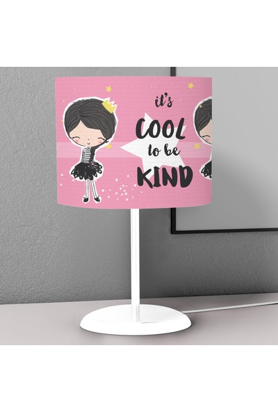 İnstababyrooms Cool To Be Kind Pembe Desenli Çocuk Odası Dijital Baskılı Çocuk Odası Masaüstü Abajur Avize