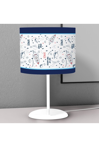 İnstababyrooms Uzay Uçan Roket Desenli Çocuk Odası Dijital Baskılı Çocuk Odası Masaüstü Abajur Avize