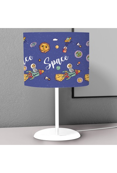 İnstababyrooms Uzay Güneş ve Astronot Desenli Çocuk Odası Dijital Baskılı Çocuk Odası Masaüstü Abajur Avize