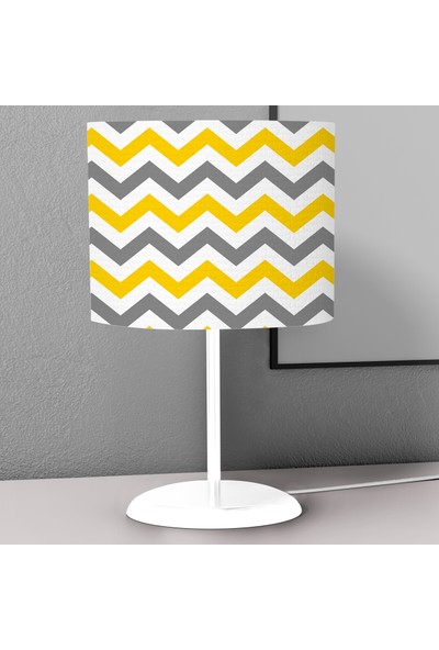 İnstababyrooms Sarı Gri Çizgi Desenli Çocuk Odası Dijital Baskılı Çocuk Odası Masaüstü Abajur Avize
