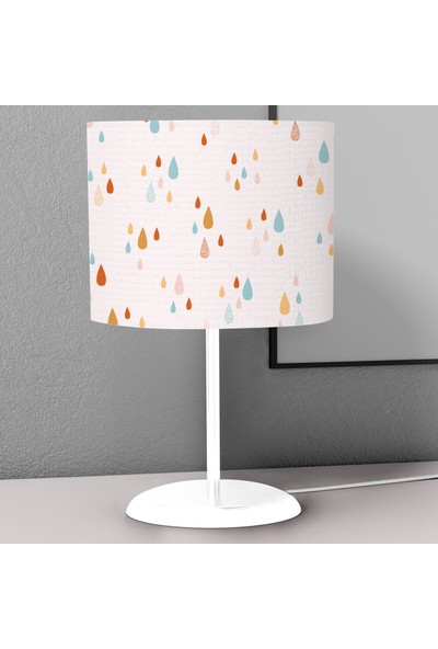 İnstababyrooms Renkli Yağmur Damla Desenli Çocuk Odası Dijital Baskılı Çocuk Odası Masaüstü Abajur Avize