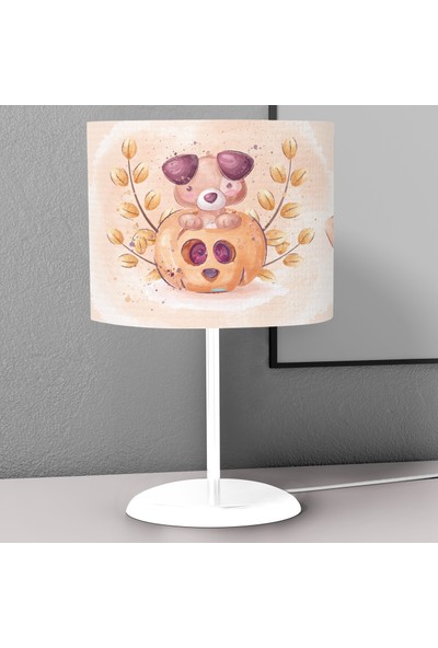 İnstababyrooms Bej Rengi Yavru Köpek Desenli Çocuk Odası Dijital Baskılı Çocuk Odası Masaüstü Abajur Avize