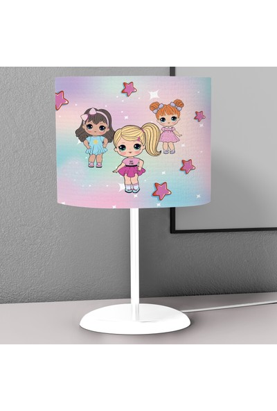 İnstababyrooms Mutlu Kızlar Desenli Çocuk Odası Dijital Baskılı Çocuk Odası Masaüstü Abajur Avize