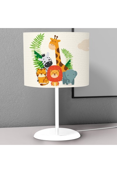 İnstababyrooms Tatlı Hayvanlar Desenli Çocuk Odası Dijital Baskılı Çocuk Odası Masaüstü Abajur Avize
