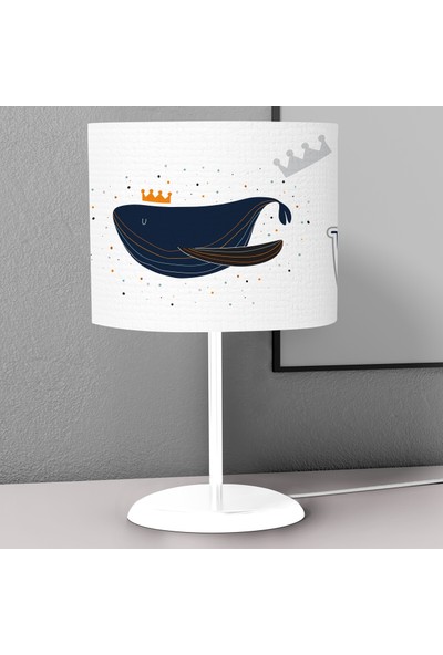 İnstababyrooms Vahşi Balina Vekral Desenli Çocuk Odası Dijital Baskılı Çocuk Odası Masaüstü Abajur Avize