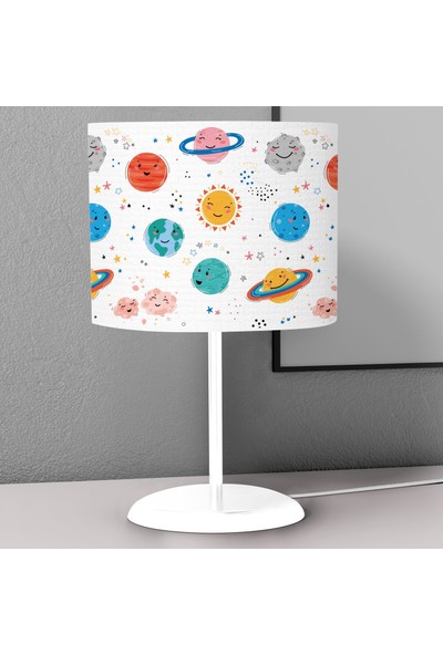 İnstababyrooms Rengarenk Gezegen Desenli Çocuk Odası Dijital Baskılı Çocuk Odası Masaüstü Abajur Avize