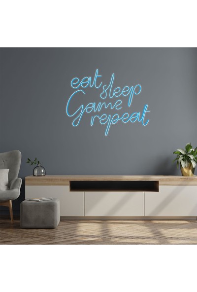 Vinyuup Neon LED Işıklı Eat Sleep Game Repeat Yazısı 45X35CM Vinyuup Neon LED Işıklı Eat Sleep Game Repeat Yazısı 45X35CM