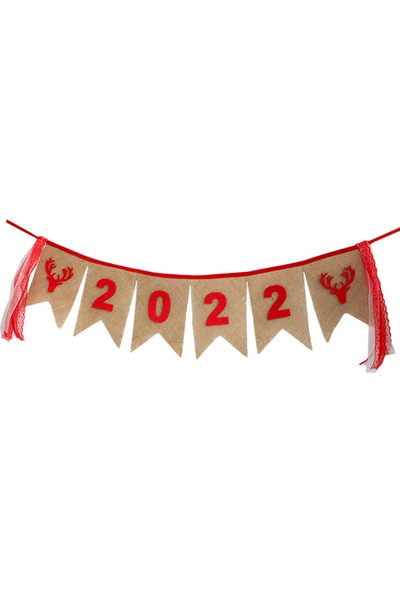 Yılbaşı Dekoratif Hasır Banner Keçe 2022 Geyik Yeni Yıl Duvar Süsü Yılbaşı Dekoratif Hasır Banner Keçe 2022 Geyik Yeni Yıl Duvar Süsü