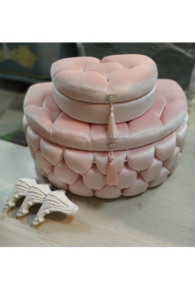 Ceyyiz Pudra Yarım Ay Puff Dilimli Çeyiz Nişan Sandık