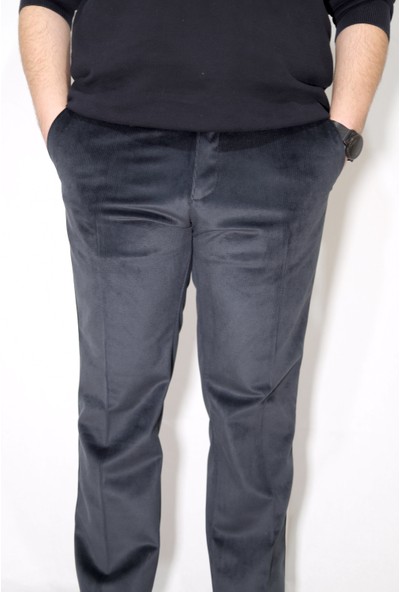 Jack Paul Erkek Klasik Kesim Gri Kadife Pantolon