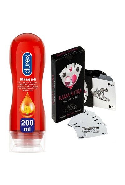 Durex Hassas Ylang Kayganlaştırıcı Jel 200 ml ve Pudra Kamasutra Pozisyon Oyun Kartları
