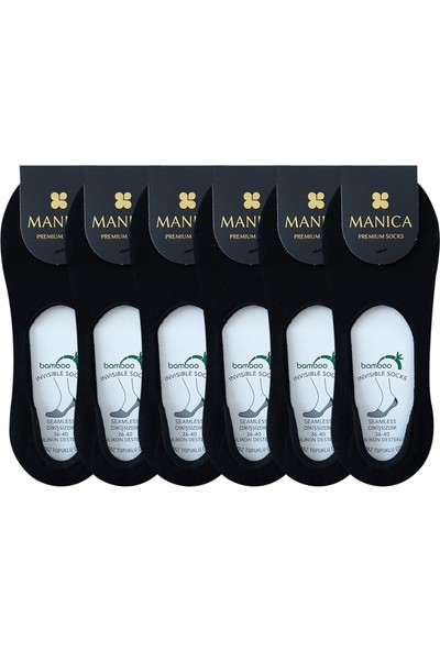 MANICA Kadın Bambu Babet Çorap 6 Çift - Siyah