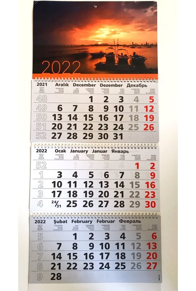 Gıpta 2022 Gün Batımı Bristol Gemici Takvimi 3 Aylık 78 x 33 cm 805-BRS