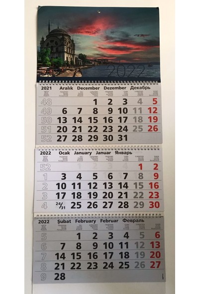 Gıpta 2022 Ortaköy Cami Bristol Gemici Takvimi 3 Aylık 78 x 33 cm 805-BRS