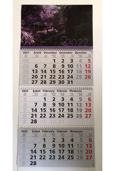 Gıpta 2022 Mor Bahçe Bristol Gemici Takvimi 3 Aylık 78 x 33 cm 805-BRS