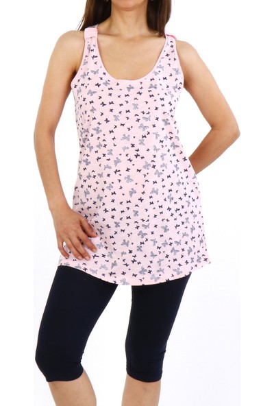 Nicoletta Somon Kadın Kapri Pijama Takımı Geniş Askılı Pamuk