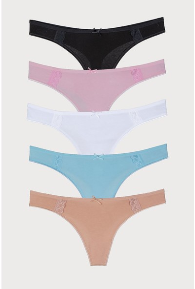 Nicoletta Pembe Kadın Külot Tanga 5'li Paket