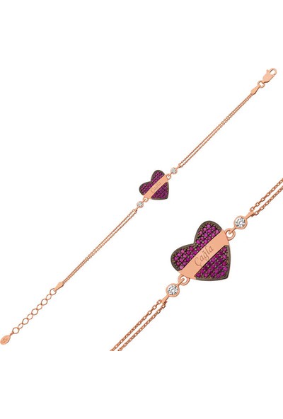 Gumush Gümüş Kırmızı Kalp Isimli Bayan Bileklik Gumush Gümüş Kırmızı Kalp Isimli Bayan Bileklik