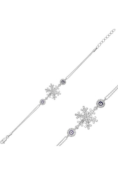 Gumush Gümüş Nazarlı Kar Tanesi Bayan Bileklik