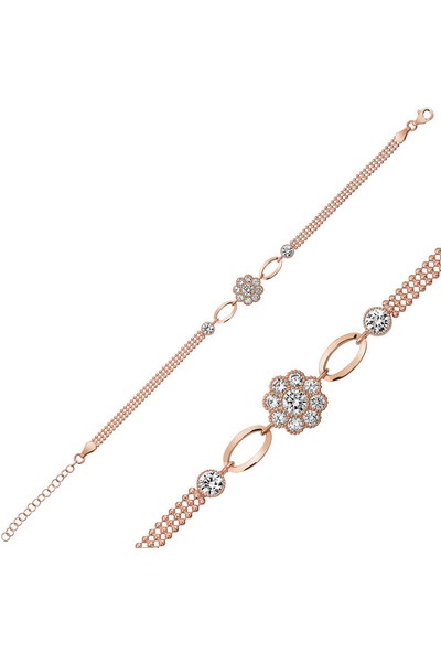 Gumush Gümüş Çiçek Modelli Bileklik