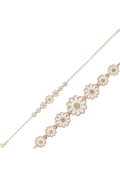 Gumush Gümüş Sıralı Papatya Bayan Bileklik