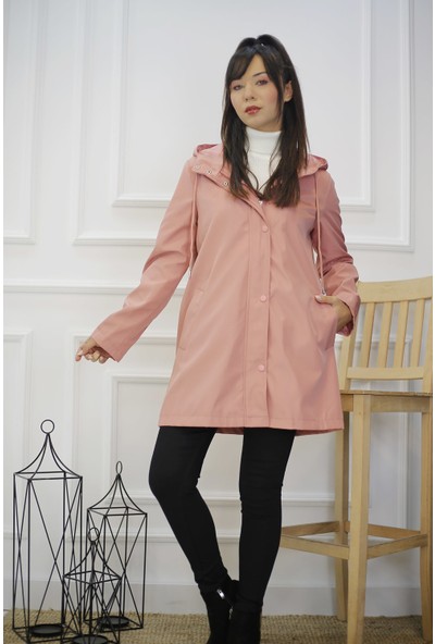 İmaj Butik Kapşonlu Yağmurluk/pudra İmaj Butik Kapşonlu Yağmurluk/pudra