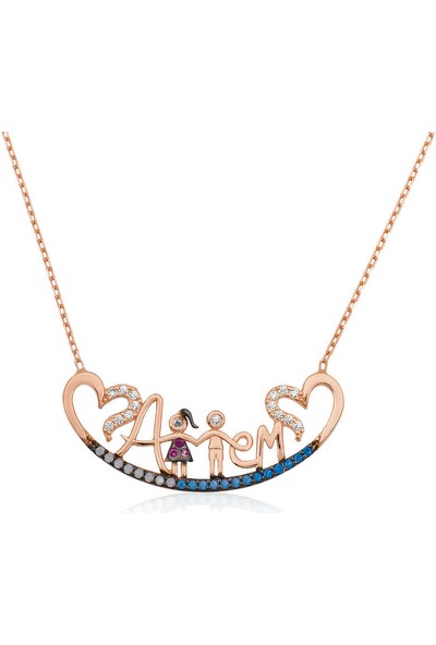 Gumush Gümüş Annem Yazılı Bayan Kolye