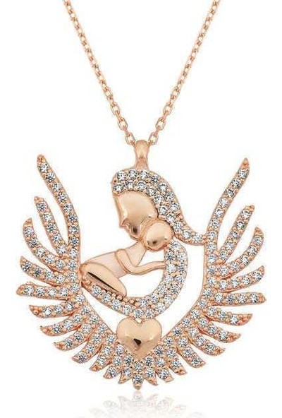 Gumush ​gümüş Kalpli Anne Çocuk Kolyesi