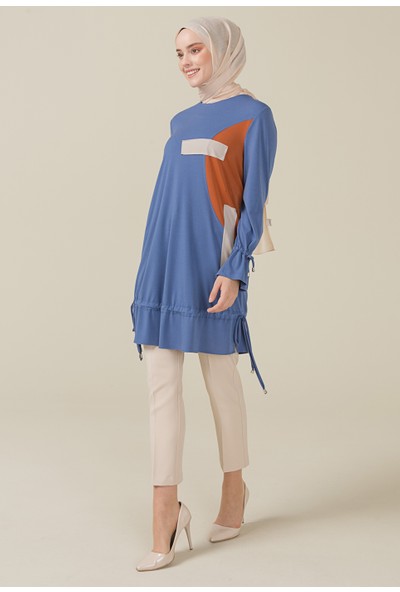 SETRMS Indigo Etek Ucu Büzgülü Tunik 2214045
