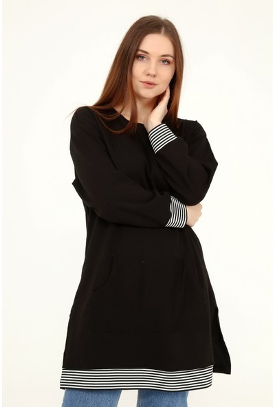 Birol Triko Siyah Cepli Tunik