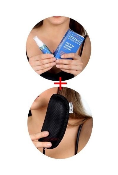 Juliano Fermuarlı Gözlük Kılıfı ve Gözlük Temizleme Seti