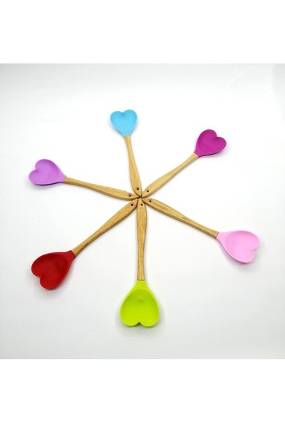 Lavin Lvn 52722 Ahşap Sap Silikon Kalp Kaşık