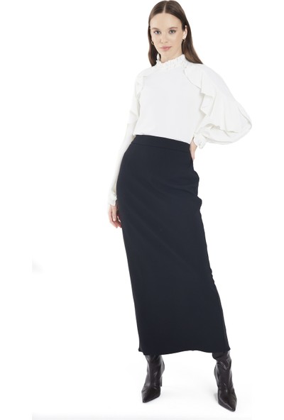 Zühre Kapalı Yırtmaçlı Kalem Etek Siyah ETK-0070