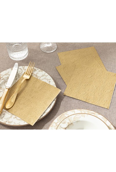 English Home Allegro Kağıt 20'li Kağıt Peçete 33X33 cm Gold
