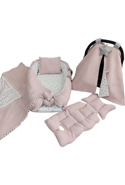 Bebek Atölyesi Bebekatölyesi Babynest 5 Parça Set Pudra Waffle Gri Yıldız Bebek Atölyesi Bebekatölyesi Babynest 5 Parça Set Pudra Waffle Gri Yıldız
