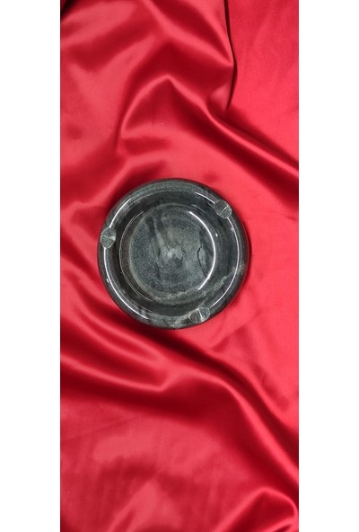 Pergamon Light Black Yuvarlak Mermer Küllük Kül Tablası