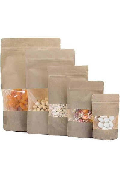 1001 Ambalaj Doypack Kilitli Kraft Renk Pencereli 11 x 18,5 cm 10 1001 Ambalaj Doypack Kilitli Kraft Renk Pencereli 11 x 18,5 cm 10