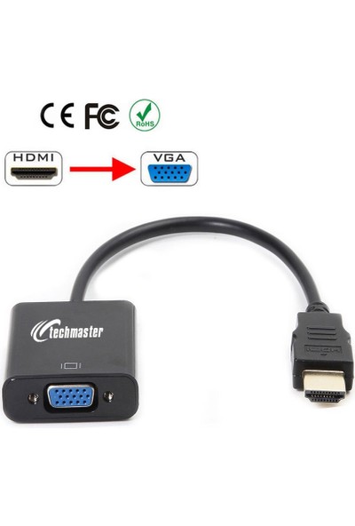 Techmaster Techmaster HDMI To VGA HDMI To VGA Adaptör Çevirici Dönüştürücü Techmaster Techmaster HDMI To VGA HDMI To VGA Adaptör Çevirici Dönüştürücü