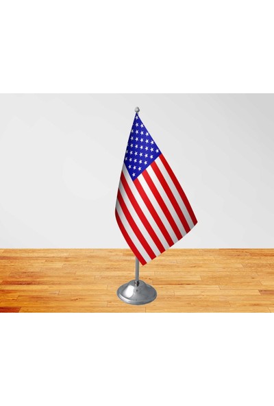 Bayrak Masa Üstü Abd Amerika Bayrağı Tekli Masa Bayrağı ve Direği