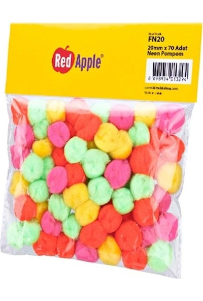 FKM Red Apple 10MMX100 Adet Küçük Boy Ponpon Neon Renkler FKM Red Apple 10MMX100 Adet Küçük Boy Ponpon Neon Renkler