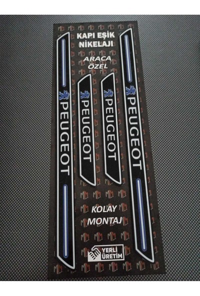 Aksefuar Peugeot 301 Piano Black Kapı Eşiği 4'lü Set