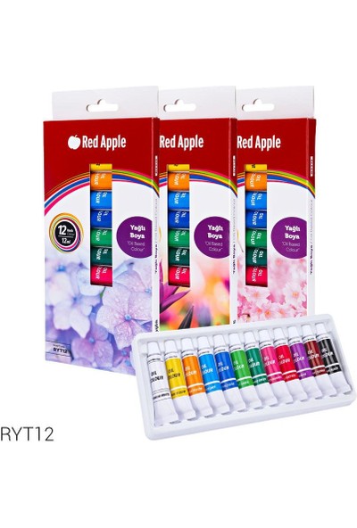 FKM Red Apple 12 Renk Yağlı Boya Seti 12 Renk x 12 ml FKM Red Apple 12 Renk Yağlı Boya Seti 12 Renk x 12 ml