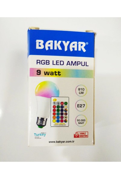 Bakyar Rgb LED Ampul 9 Watt