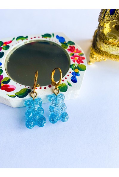 Mingy Kadın Simli Jelibon Ayıcıklı Haribo Model Altın Kaplama Küpe Turkuaz Mingy Kadın Simli Jelibon Ayıcıklı Haribo Model Altın Kaplama Küpe Turkuaz
