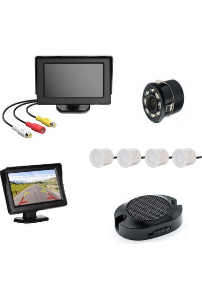 Gpr Kameralı Park Sensörü 4.3' Komple ve Sensör Beyaz Gpr Kameralı Park Sensörü 4.3' Komple ve Sensör Beyaz