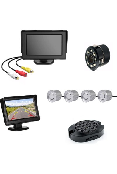 Gpr Kameralı Park Sensörü 4.3' Komple ve Sensör Gri