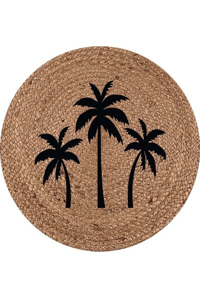 Kuzgunhome Palmiye Desen Jüt Örme Hasır Kilim Halı