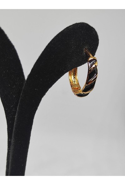 to Cosmos Rose Mineli Siyah Burgulu Halka Kadın Küpe