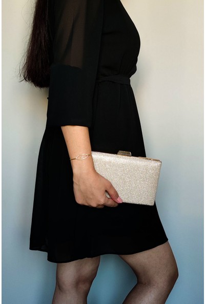 Homepella Altın Çıkarılabilir Zincirli Kadın Abiye Çanta